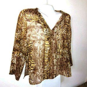 TanJay | Tops | Tanjay Ladies Animal Print Sheer Blouse | Poshmark